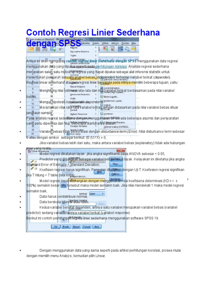 Contoh Regresi Linier Sederhana SPSS | PDF