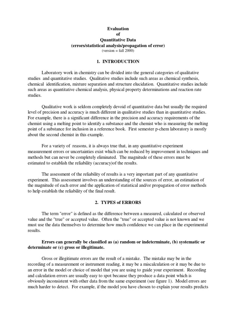 Data Evaluation Handout 2000 | PDF | Accuracy And Precision | Observational Error