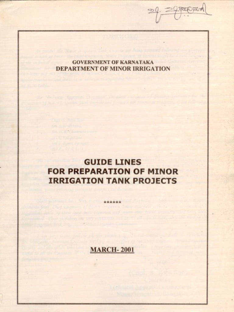 Guidelines of Minor Irrigation Tanks | PDF