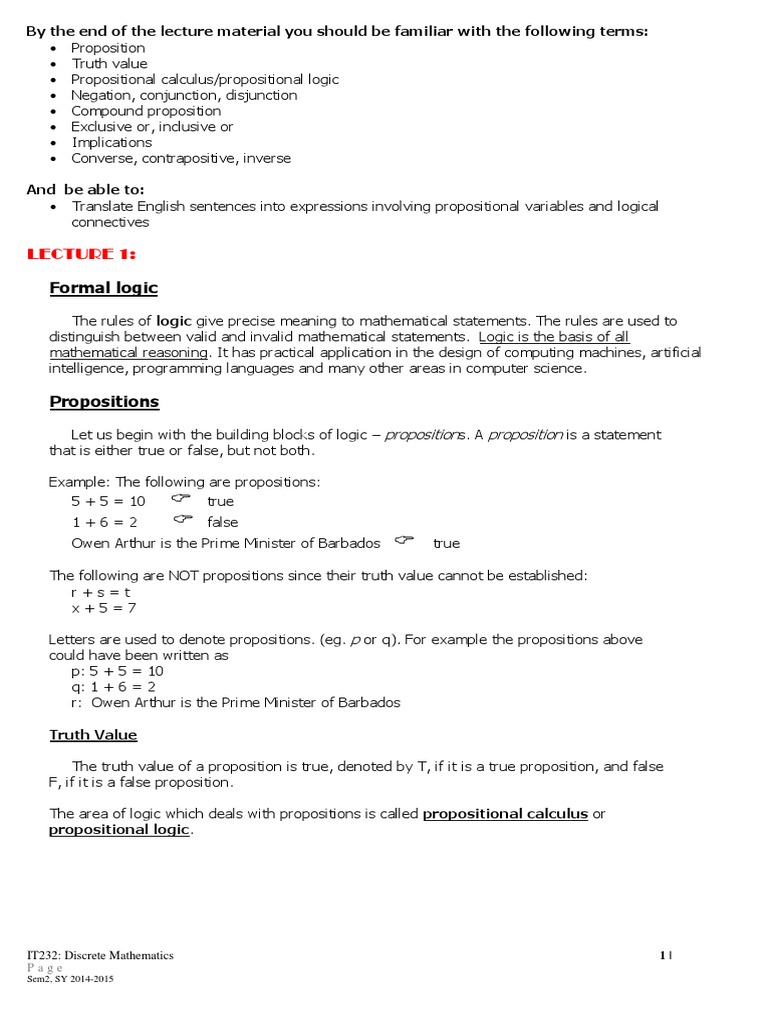 Discrete Math Lesson _quiz | If And Only If | Logical Expressions