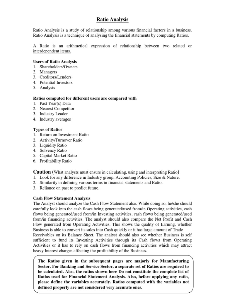 Financial Ratio Analysis Overview | PDF | Working Capital | Revenue