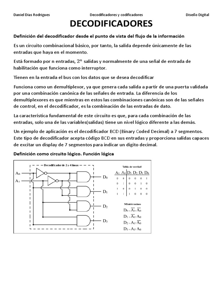 Decodificadores y Codificadores | Decimal codificado en binario ...