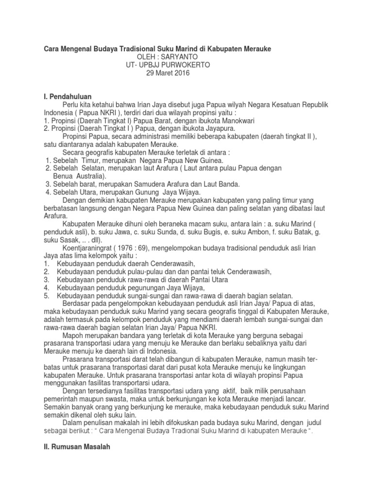Budaya Tradisional Suku Marind Merauke | PDF