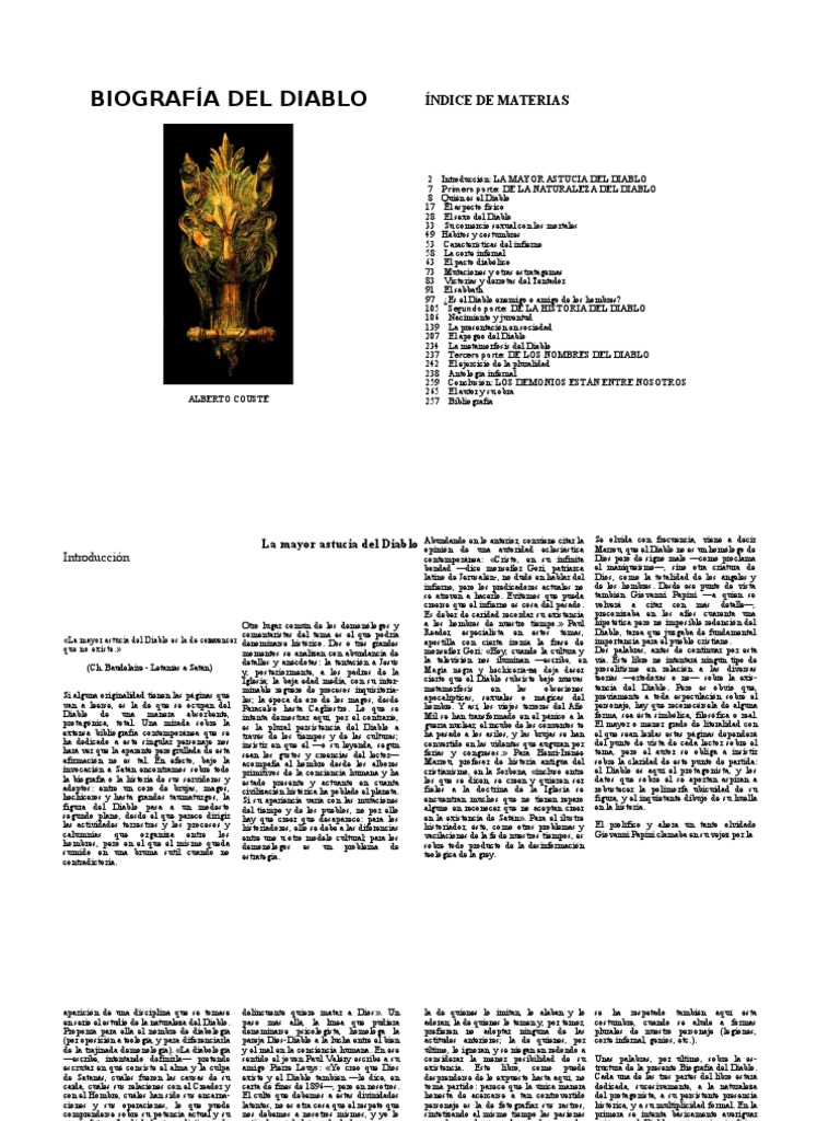 Alberto Cousté, Biografía Del Diablo PDF | PDF | Diablo | Brujería