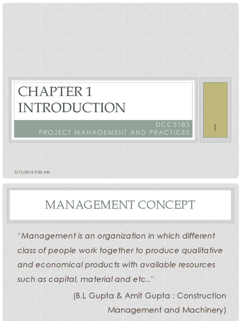 An Introduction to Project Management Concepts and Construction ...
