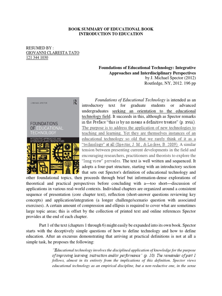 Foundations of Educational Technology Integrative Approaches and ...