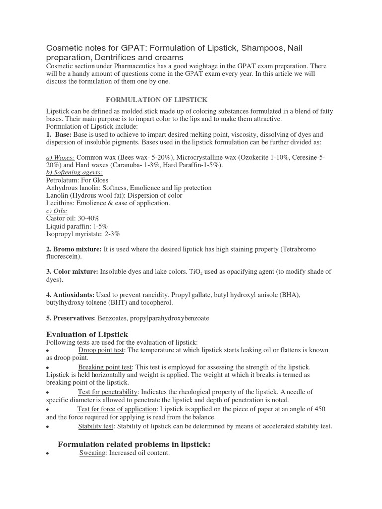 Cosmetics | PDF | Surfactant | Wax