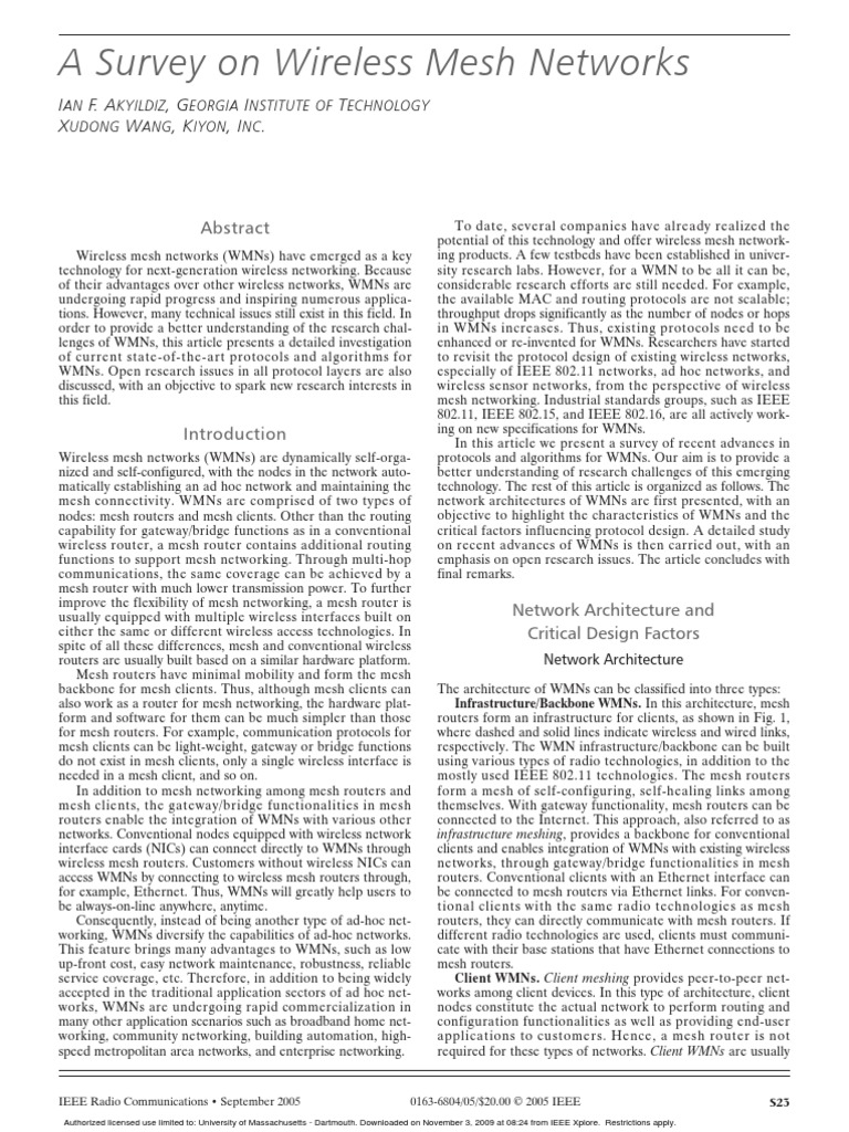 3.5a IEEE 802.11s The WLAN Mesh Standard | PDF | Routing | Wireless Ad ...