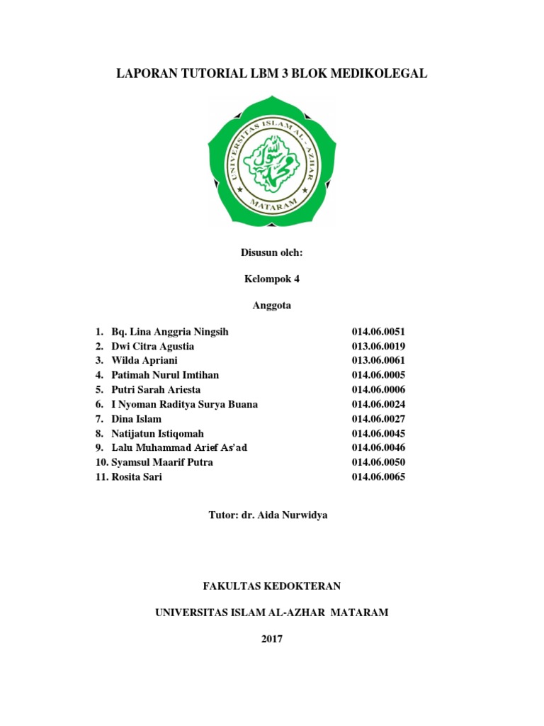 Cover Laporan Tutorial LBM 3 Blok Medikolegal | PDF