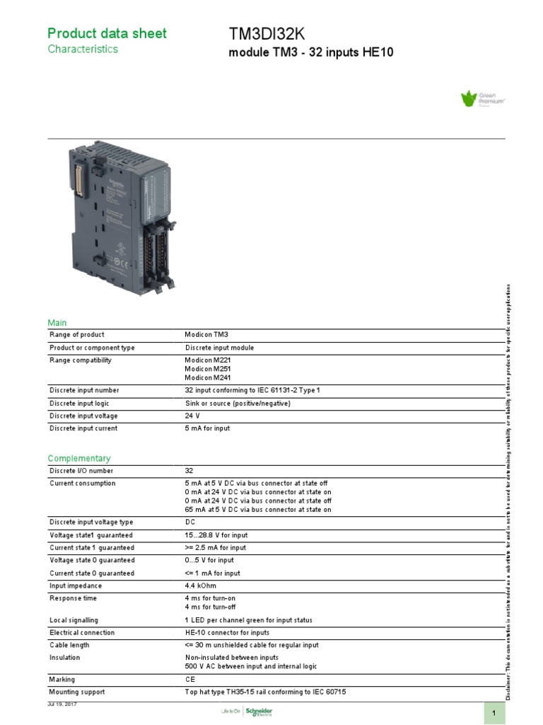 Modicon TM3 - TM3DI32K | Download Free PDF | Hertz | Radio Frequency