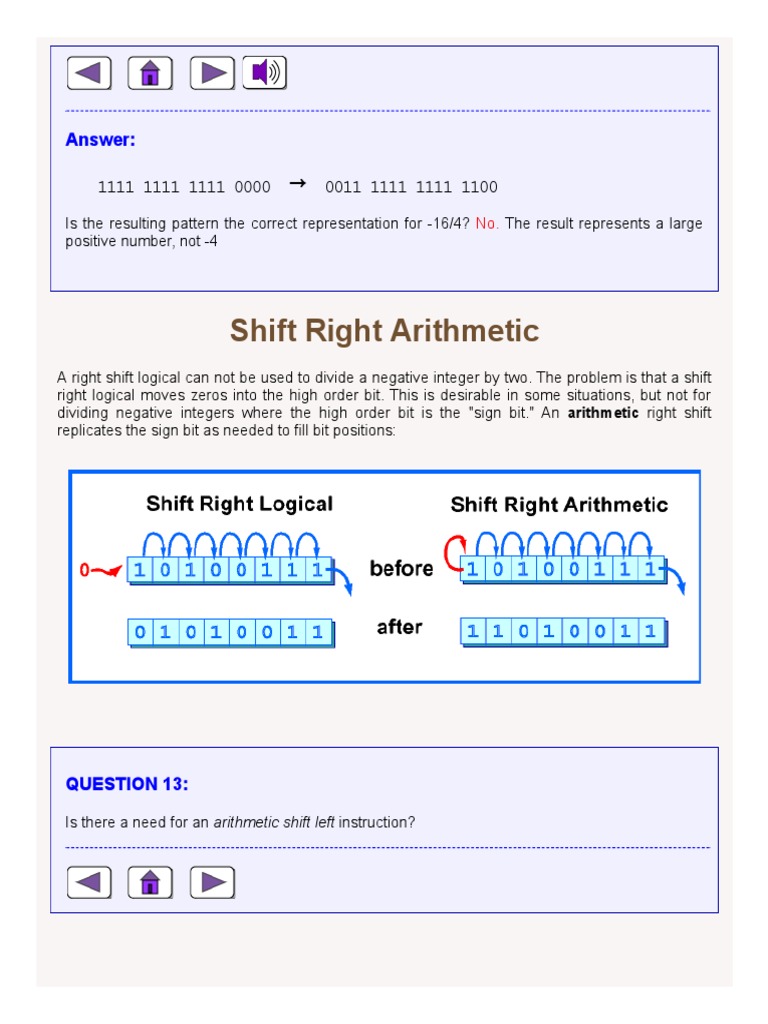 Shift Right Arithmetic | PDF