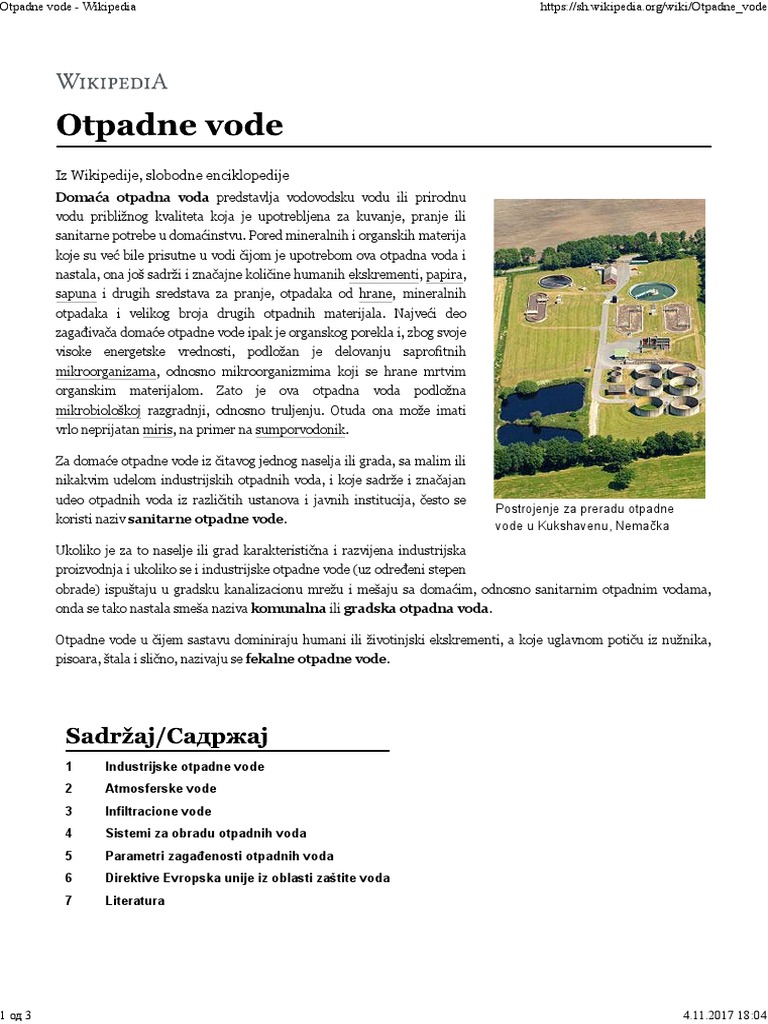 Otpadne Vode - Wikipedia | PDF