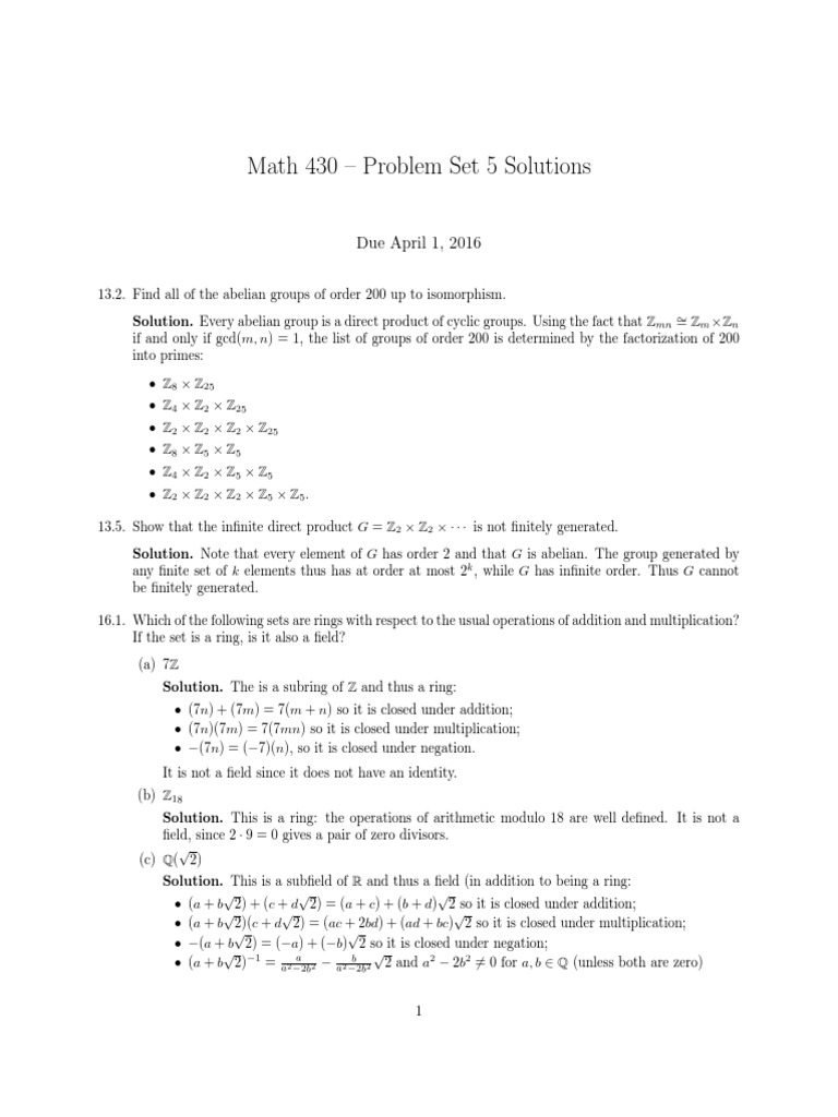 PS5 Sol | PDF | Ring (Mathematics) | Factorization