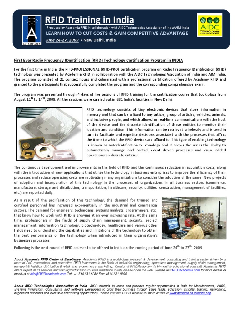 RFID Certification in India | PDF | Radio Frequency Identification ...