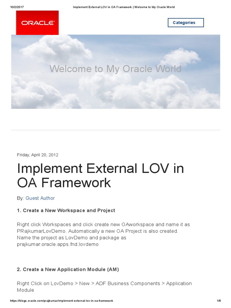 External LOV Implementation in OA Framework | PDF | Web Application ...