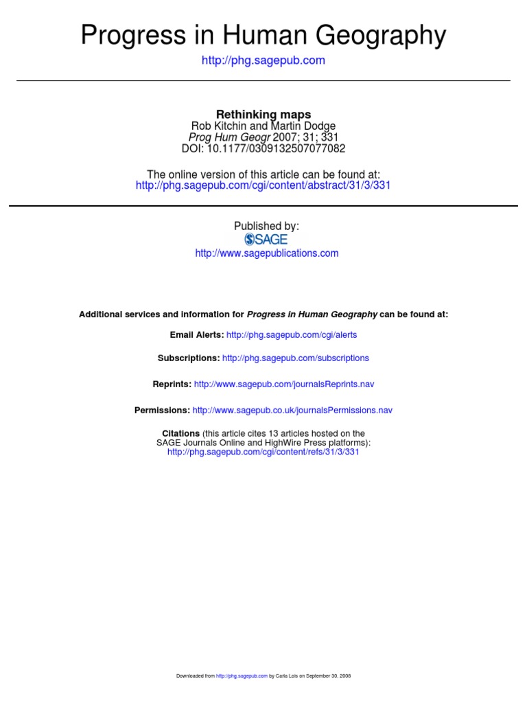 Kitchin and Dodge - Rethinking Maps | PDF | Cartography | Map