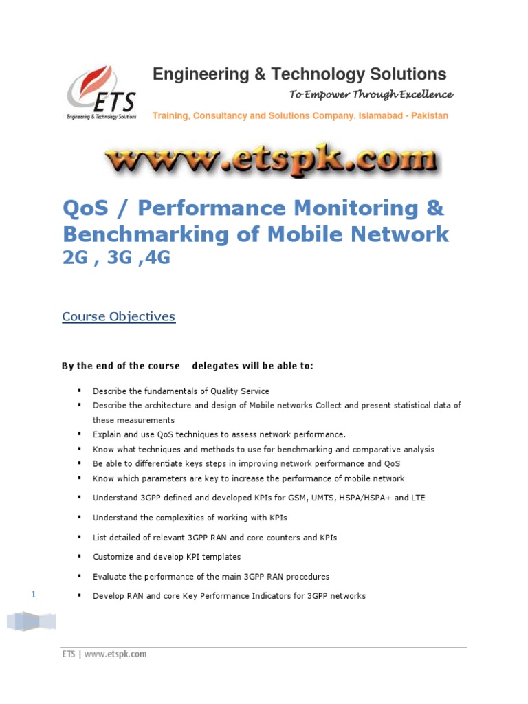 QoS Performance Monitoring Benchmarking For Mobile Networks 2G 3G 4G | PDF | High Speed Packet ...