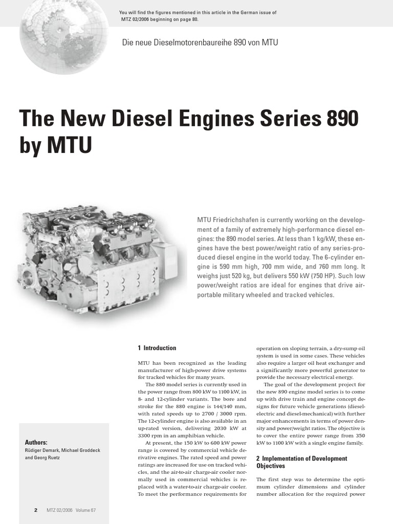 2006_The New Diesel Engines Series 890 by MTU | Engines | Piston