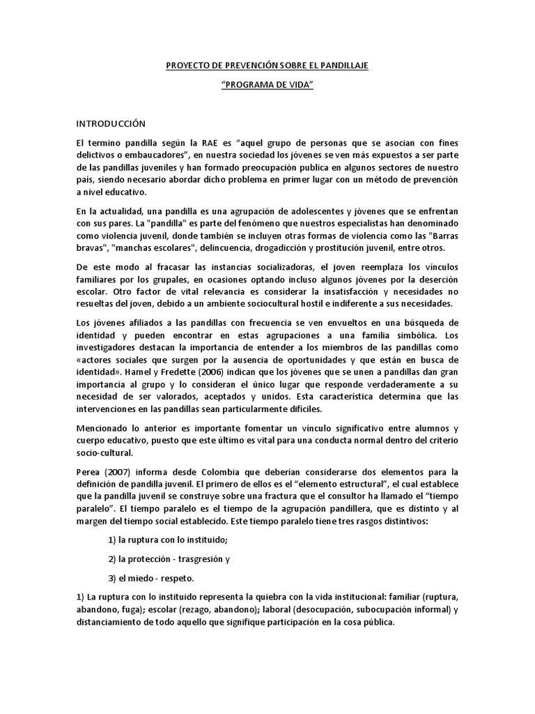 Pandillaje en El Perú | PDF | Juventud | La dependencia de sustancias