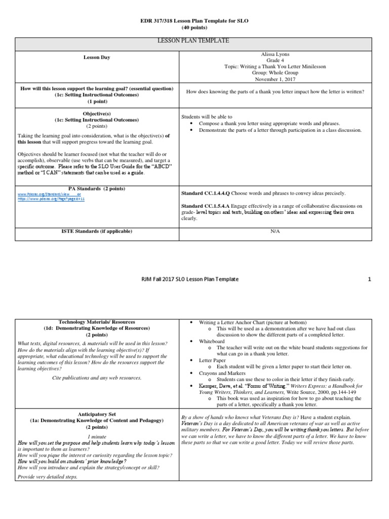 Thank You Letter Lesson | PDF | Individualized Education Program ...