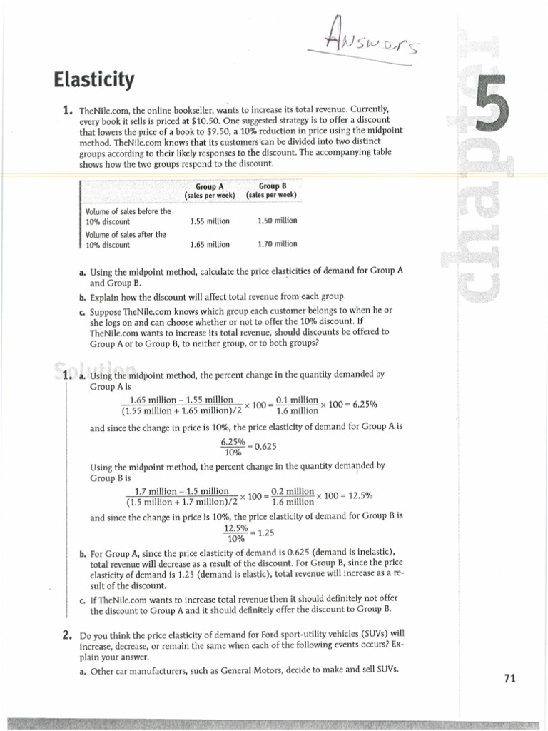 Ch. 5 Elasticity Worksheet Answers | PDF