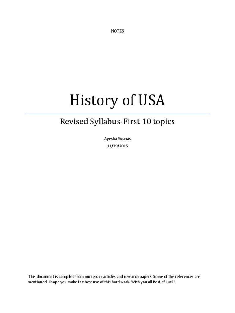 History of USA Notes by Ayesha Younas | PDF | Thomas Jefferson ...