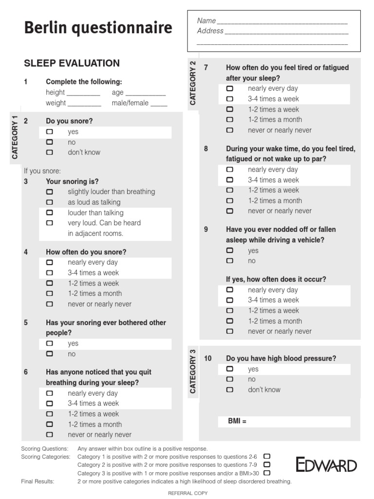 Berlin questionnaire.pdf | Sleep | Science