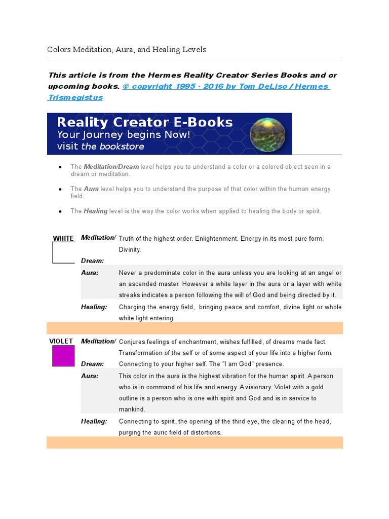 Colors in Meditation | PDF | Meditation | Aura (Paranormal)