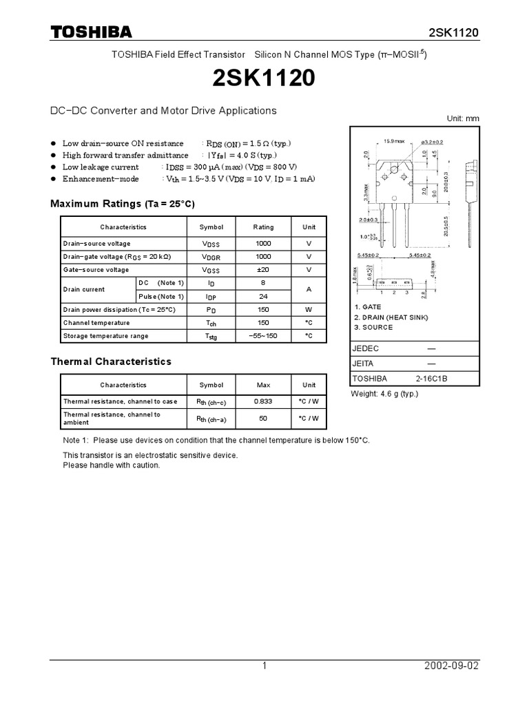 2SK1120 | PDF | Field Effect Transistor | Mosfet