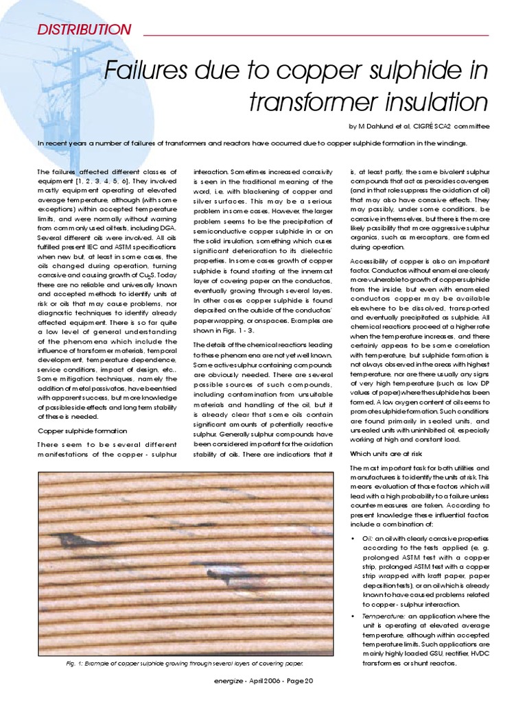 Copper Sulphide in Transformers | PDF | Corrosion | Copper
