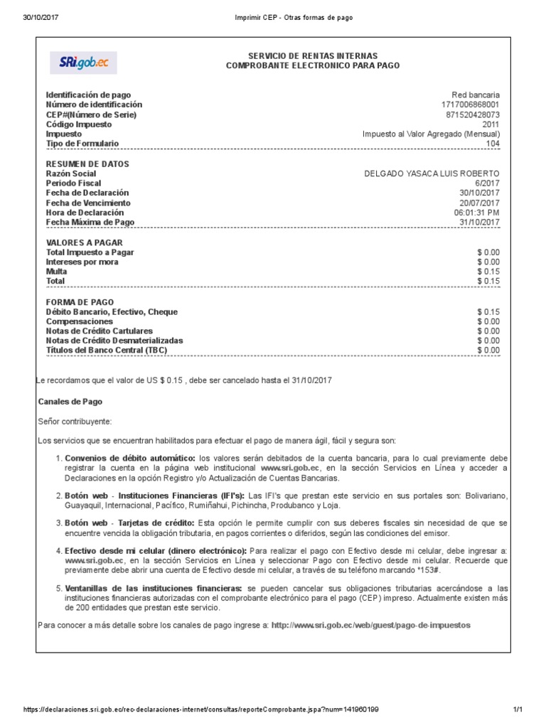 Cep Otras Formas De Pago Pdf Tarjeta De Débito Bancos