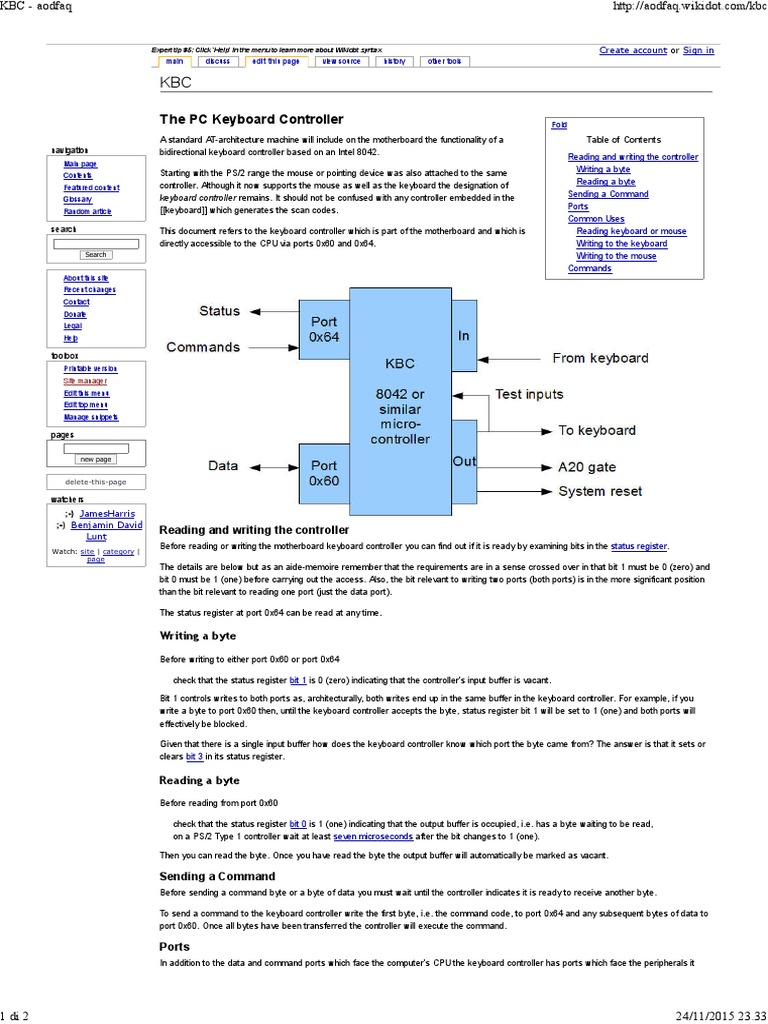 Keyboard Controller 8042 | PDF | Computer Keyboard | Input/Output