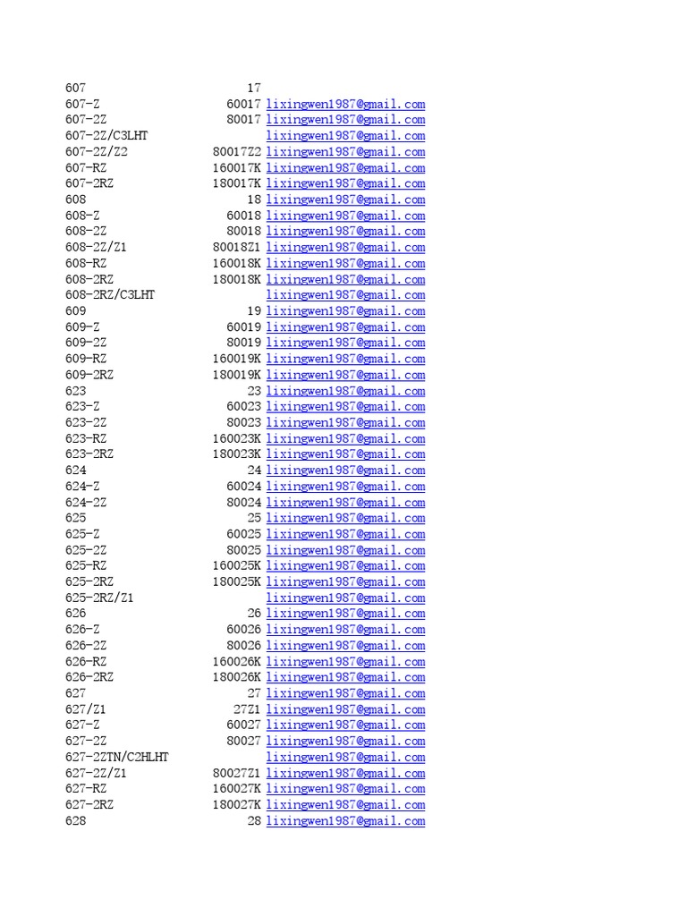 Bearings List | Machines | Digital Electronics