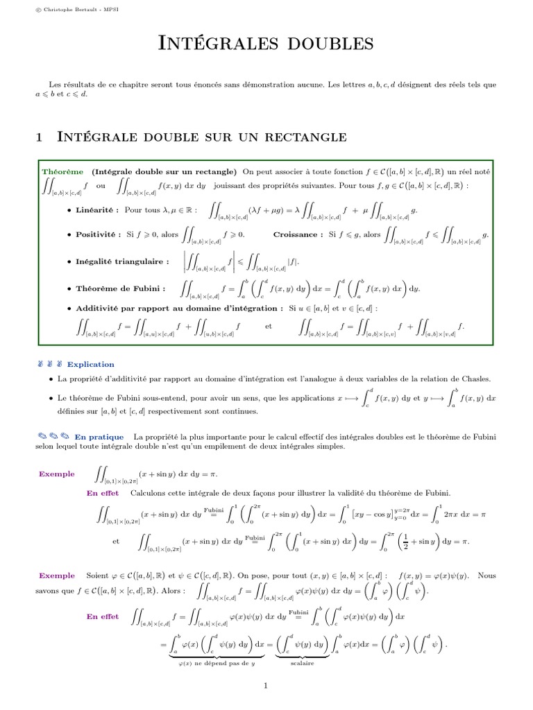 Cours - Integrales doubles.pdf | Déterminant | Intégral