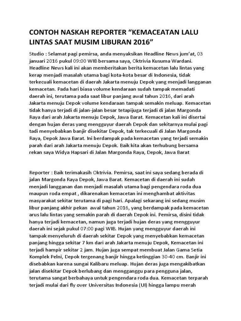 Contoh Naskah Reporter | PDF | Perjalanan