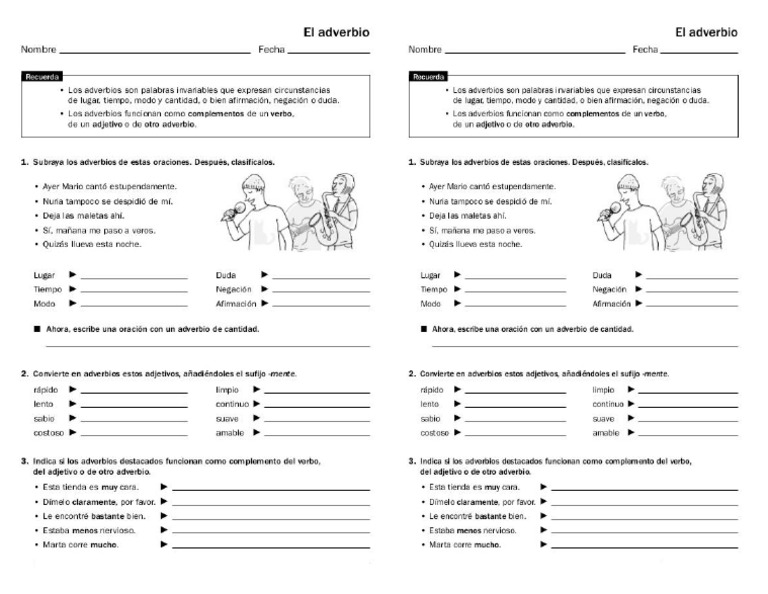 PR El Adverbio Ejercicios PDF | PDF