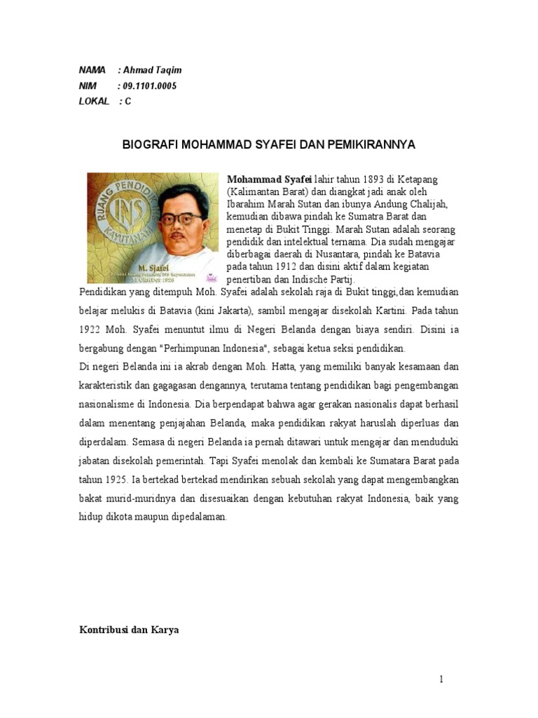 Biografi Mohammad Syafei | PDF | Karier & Perkembangan