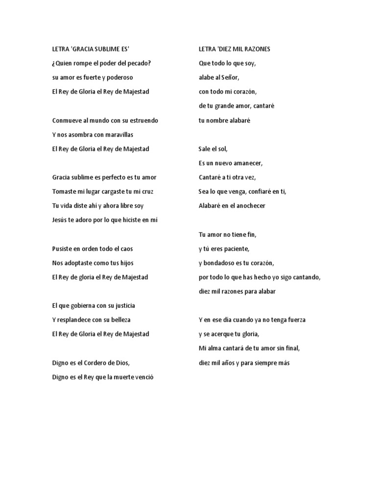 Letra de "Diez Mil Razones" | PDF | Amor | Religión y creencia
