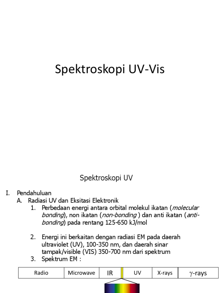 SPEKTROSKOPI UV-VIS: MENGUNGKAP STRUKTUR DAN INTERAKSI MOLEKUL | PDF