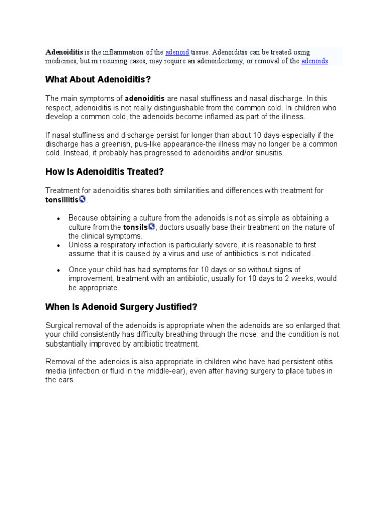 Understanding Adenoiditis Symptoms & Treatment | PDF | Science ...