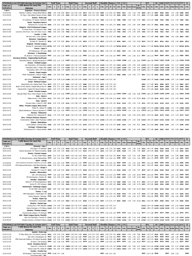 Fixtures 4 | PDF | Sports Leagues | English Football Organisations