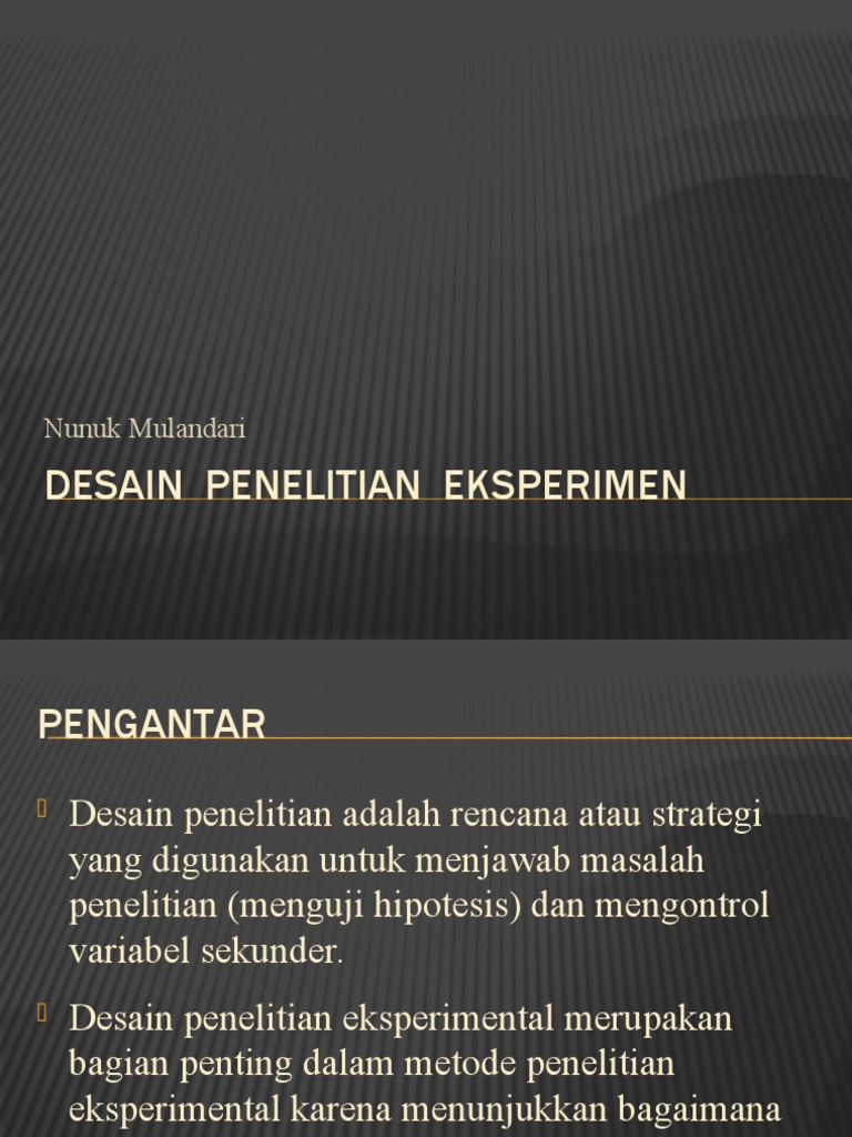Desain Penelitian Eksperimental Terperinci | PDF