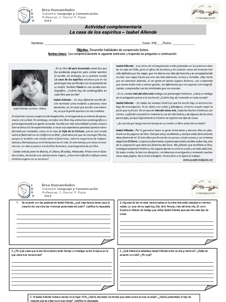 La Casa de los Espíritus: Análisis y Reflexiones | PDF | Novelas ...