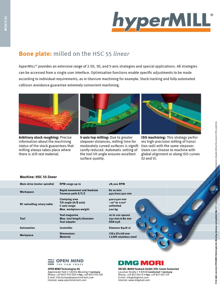DS DMG HSC 55 Linear Medical Bone Plate en PDF | PDF | Machining ...