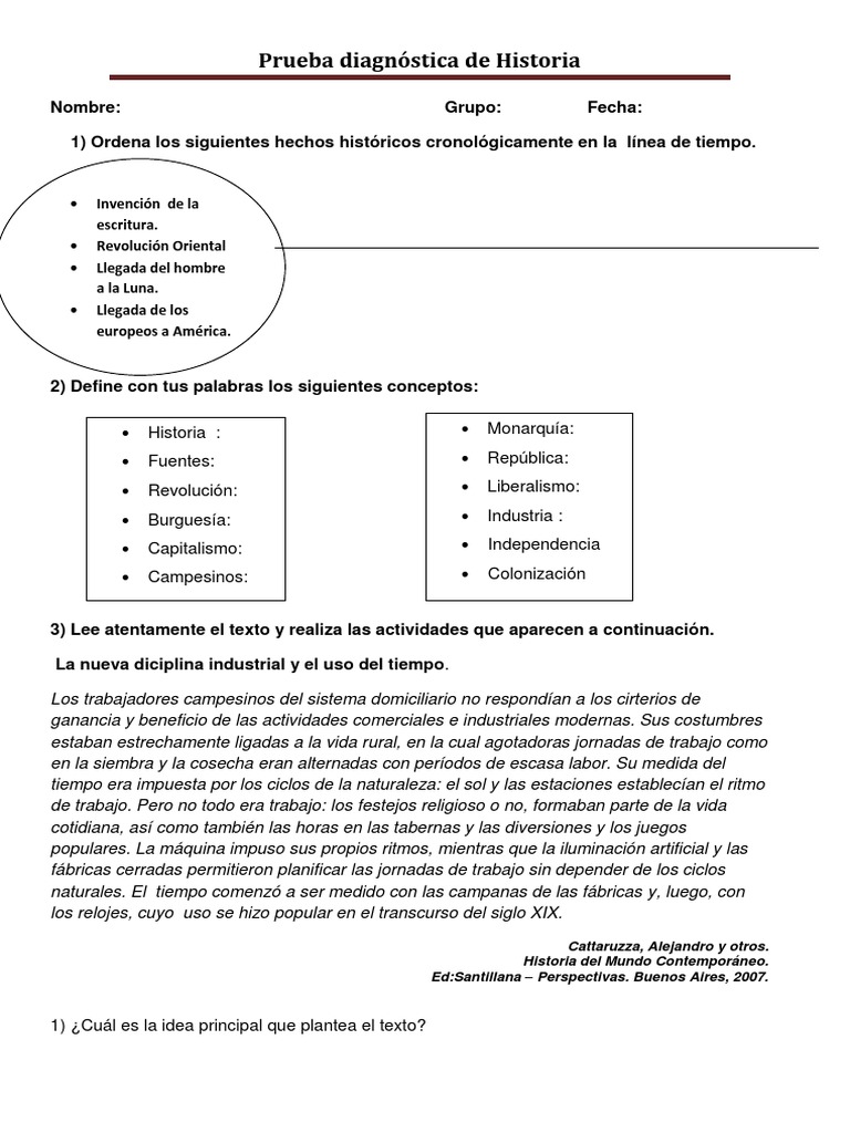 Prueba Diagnóstica de Historia | PDF | Américas | República