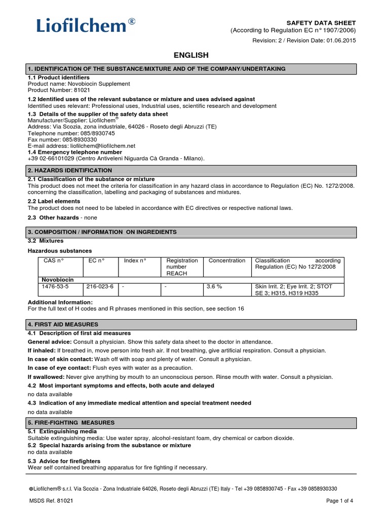 MSDS English | PDF | Dangerous Goods | Toxicity