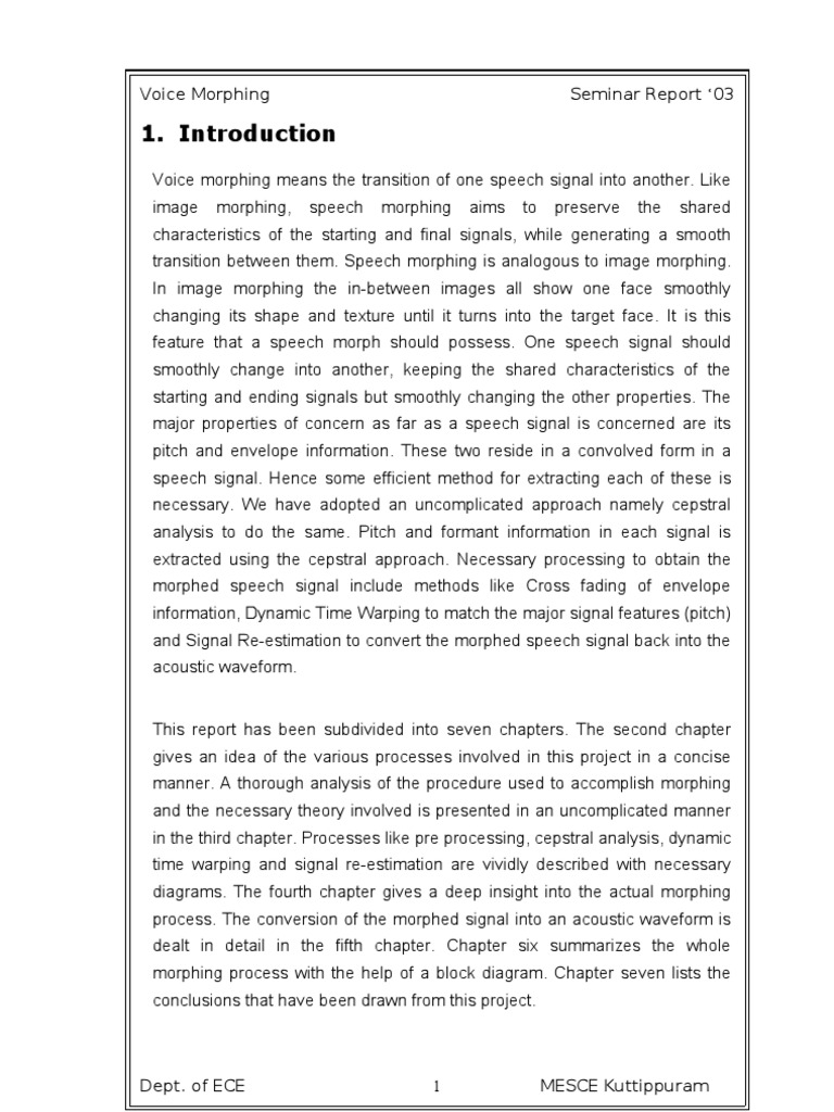 Voice Morphing Final Report | PDF | Discrete Fourier Transform | Speech Recognition