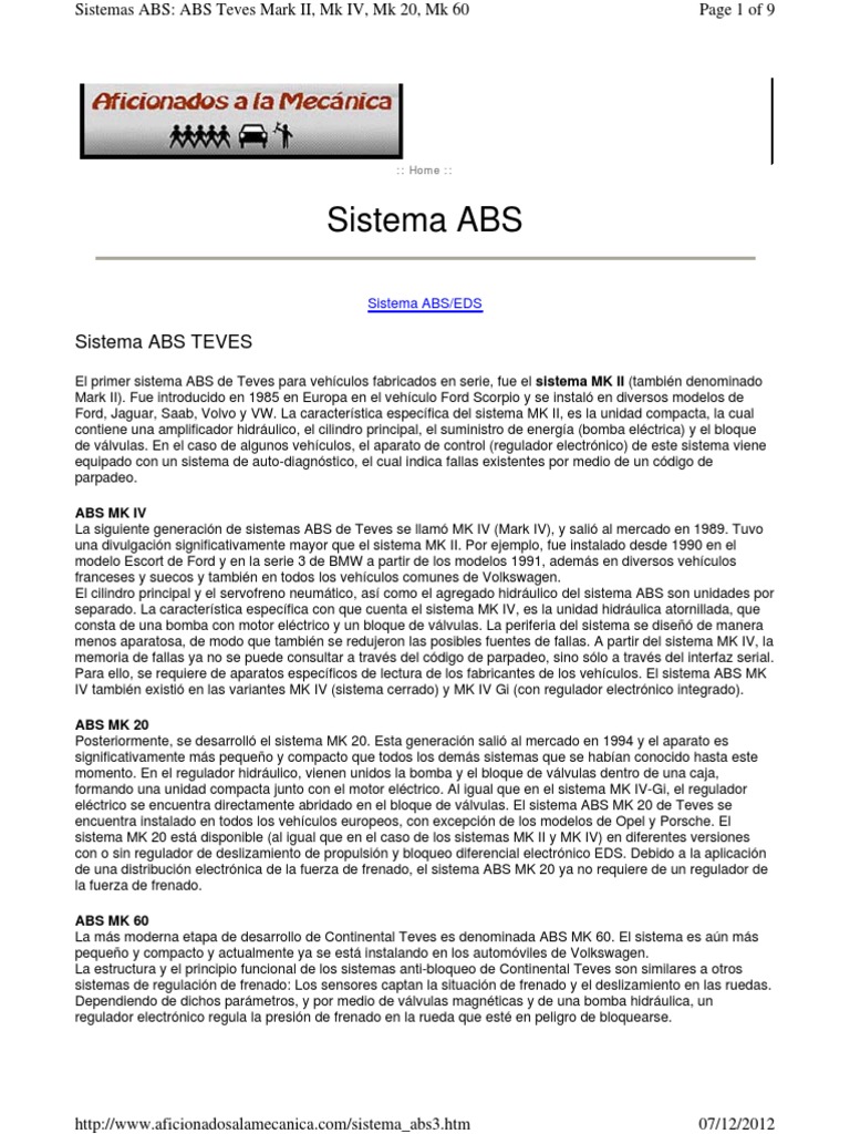 ABS Teves | PDF | Sistema de freno antibloqueo | Bomba
