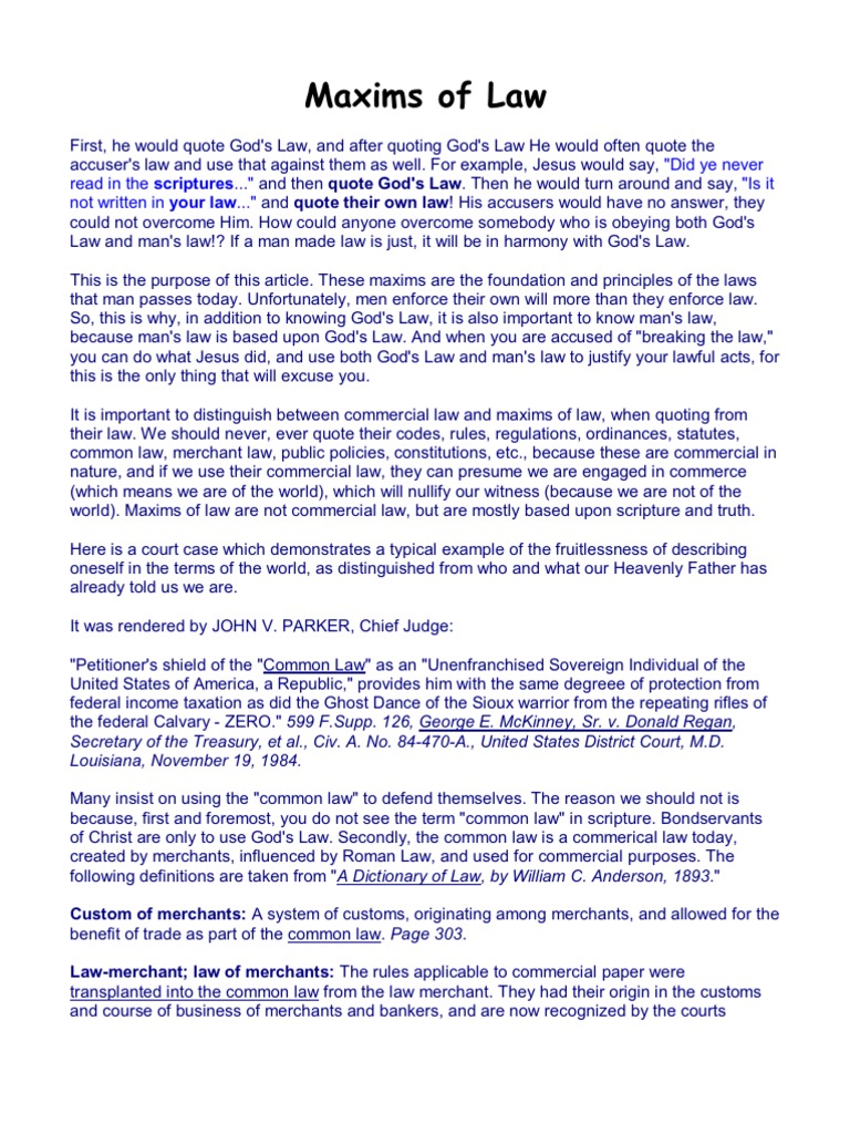Maxims of Law 1 | Download Free PDF | Wife | Common Law