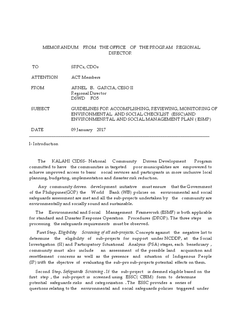 Esmp Essc Guidelines 2017 | PDF | Hazards | Wetland